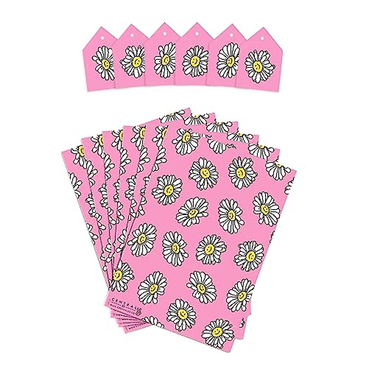 CENTRAL 23 - Pink Gift Wrap Sheets - Flower Wrapping Paper - Birthday New Baby - Women Girls Kids - 1st 2nd 3rd - Recyclable
