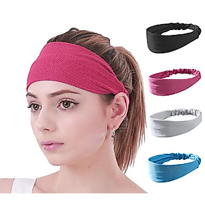 SUJAYU Sweatbands for Women, 4 PCS Womens Headbands Sweat Bands Headbands for Women, Workout Headbands for Women Non Slip, Wide Headbands for Women Hair Wrap Hair Accessories for Women