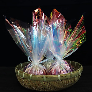 Giiffu Iridescent Film Cellophane Wrap Roll 34 In Wide X 50 Ft Long Gift Wrapping Paper Roll for Basket, Gifts, Flower, Candy, Treats, Birthday Holiday Party DIY Arts Crafts Decoration