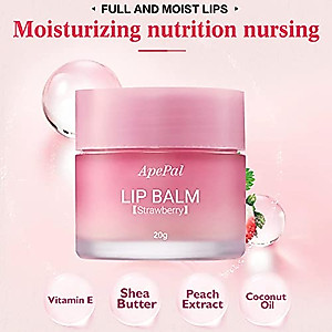 Strawberry Mask for Lip, Moisture & Collagen Booster Lip Sleeping Mask , Treatment to Restore, Hydrate & Plump Dry, Chapped Lips , Strawberry Mask for All Lip Types Women