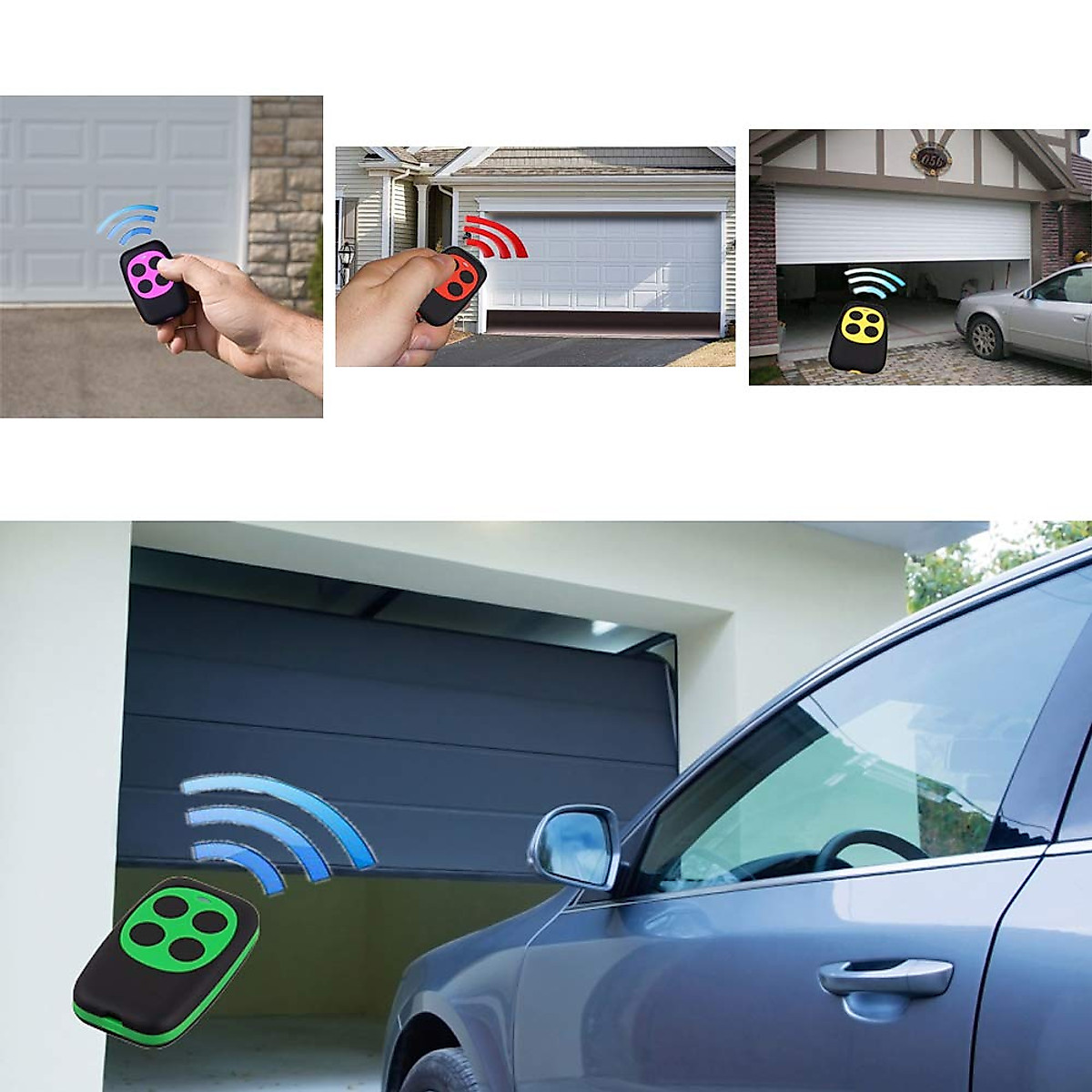 XIHADA Universal Garage Door Opener Remote Universal Gate Remote Control Homelink Key Fob Cloning Programmable Learning 4-Buttons Multi Frequency 280MHZ-868MHZ (1 PC, White 3)