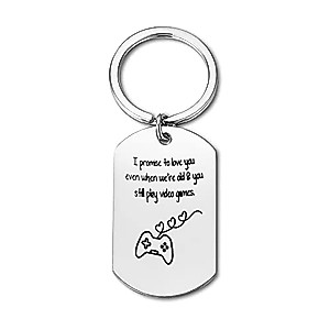 Funny Keychain Gifts for Gamer Boyfriend Girlfriend Valentines Day Gift Video Games Keychain Gift Christmas Anniversary Birthday Wedding Gifts for Men Gamers Husband Couple Keyring Game Player Gifts