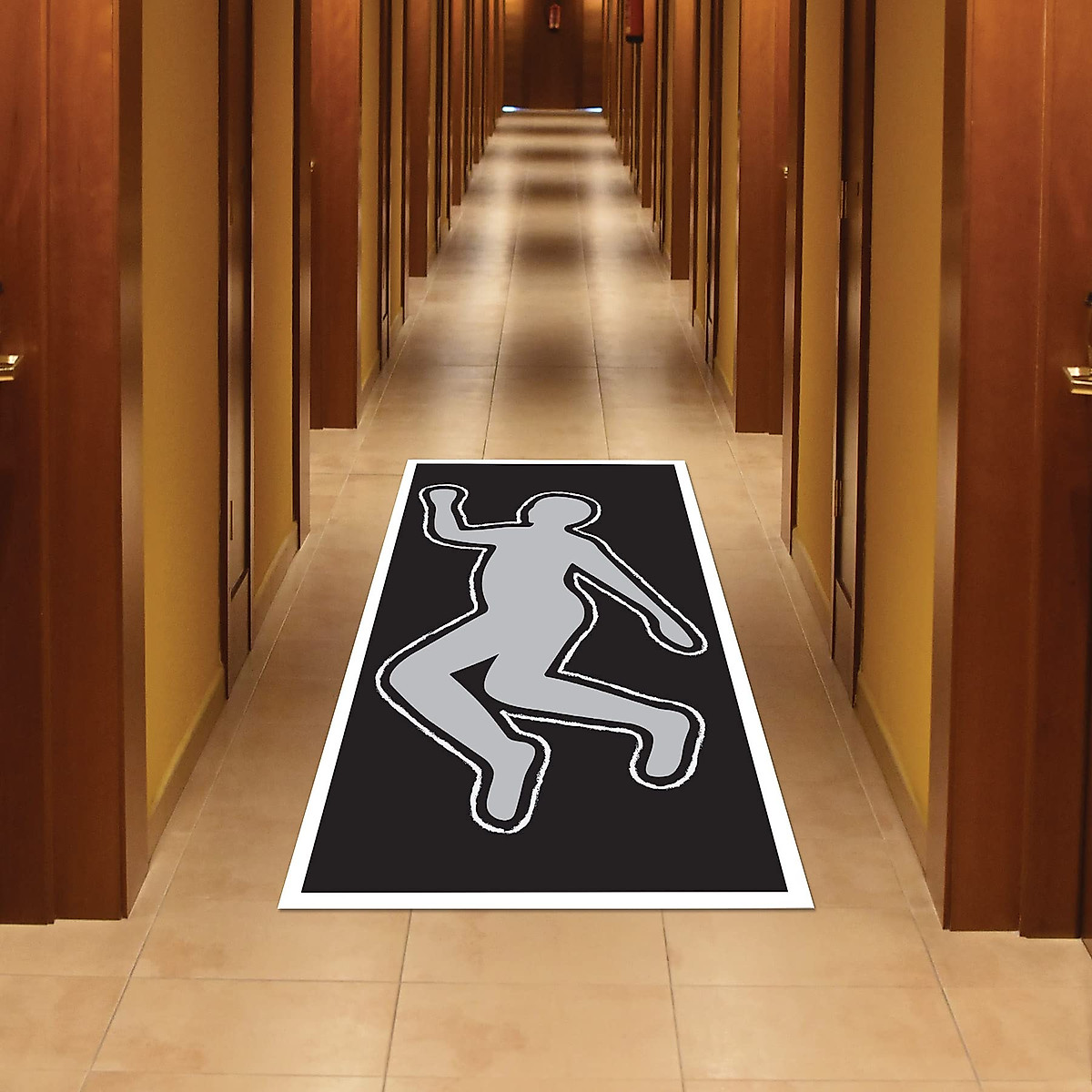 Beistle Plastic PSI Body Silhouette Door Cover, 5' x 30" - Detective Investigation Party Supplies, Murder Mystery Dinner, Floor Crime Scene Evidence Decoration, Spooky Halloween Themed Decor