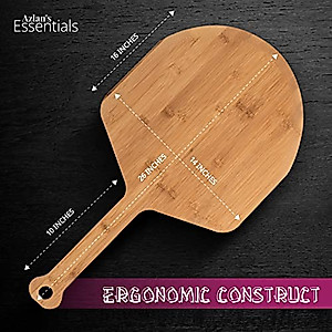Azlan's Essentials Wood Pizza Peel 16 Inch - Sustainably Sourced Wooden Bamboo Pizza Paddle with Ergonomic Handle For Baking Homemade Pizza and Bread, No Split or Cracks, Extra Large.
