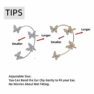 4PCS Women's No Pierced Ear Clips Butterfly Flower Flying Swallow (4PCS Silvery Golden Butterfly Ear Clips)