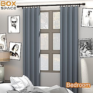 Box Space Curtain Rods for Windows 66 to 120 inch -1 inch Diameter Black Curtain Rods Adjustable Decorative Heavy Duty Long Curtain Rod for Living Room Bathroom Bedroom Outdoor Patio