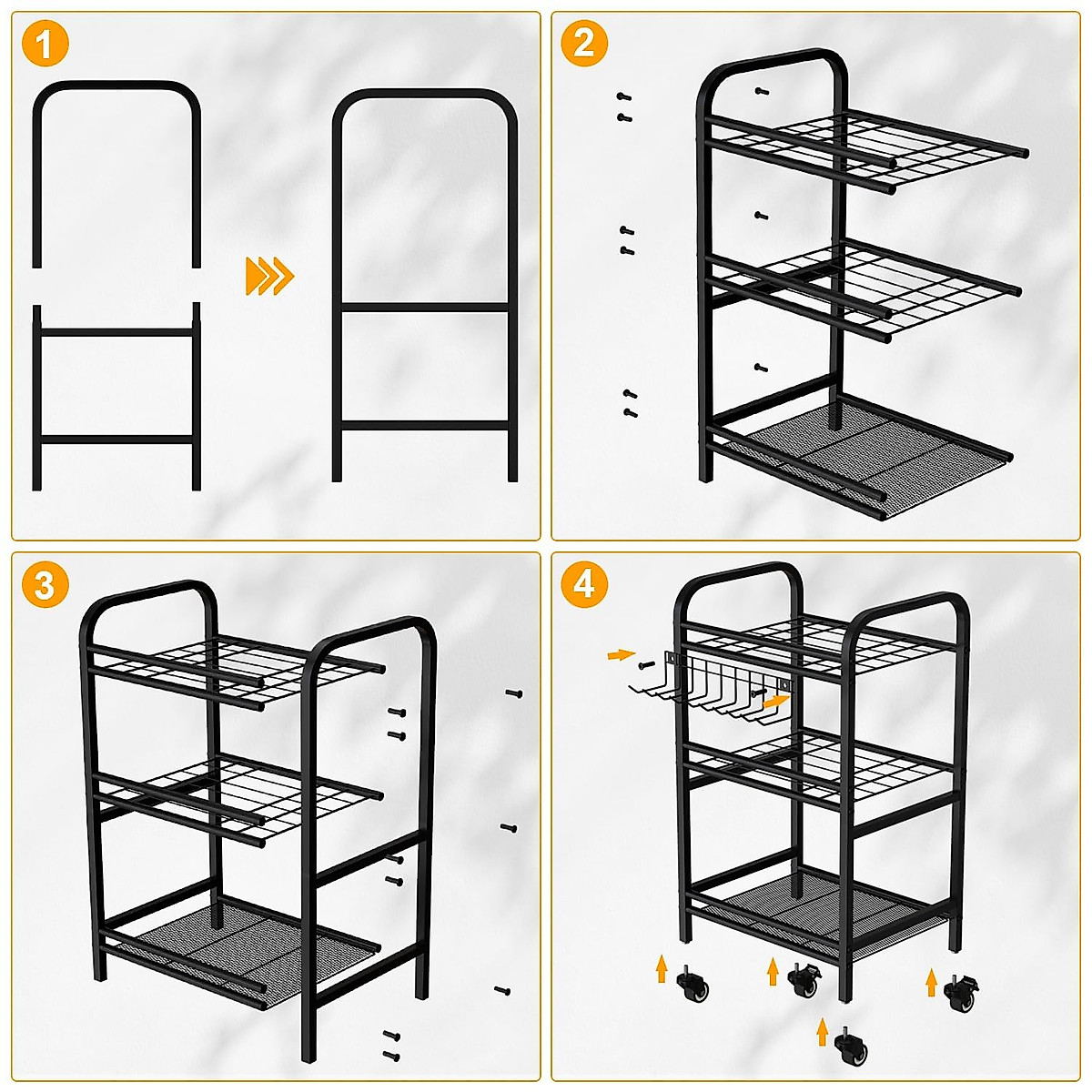 FZK Garden Tool Organizer,Garage Storage,Garden Tool Organizer for Garage,Yard Tool Organizer for Garage,Wheeled Garden Tool Rack,Up to 40 Long-Handled Garden Tool Storage,Garage Tool Organizer