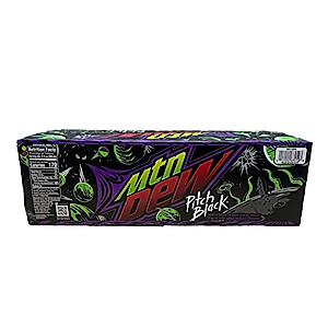 Mountain Dew Pitch Black Soda - Munchie Box Stash (Regular, Pack of ( 12 ) 12 Oz Cans)