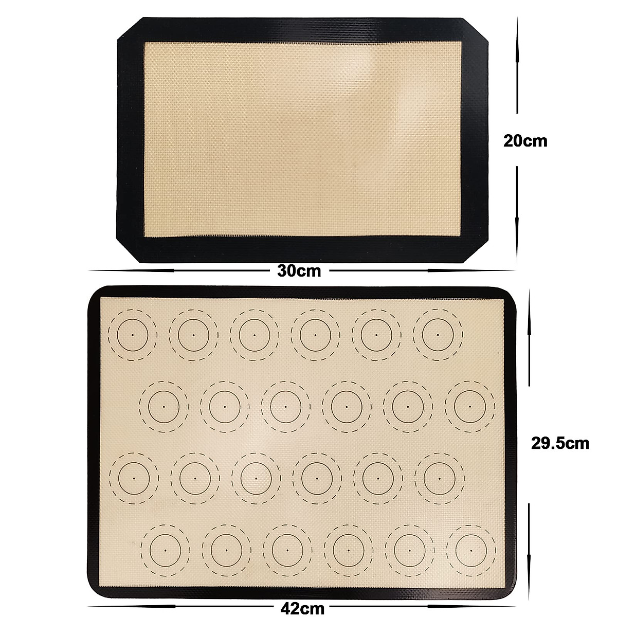 Silicone Baking Mat 3 Pieces, With 7.9 inch Pizza Spatula, Non-Stick Mat is Used to Make Baking Mats for Biscuits, Bread, Pizza, Macaroon and Various Pastries.