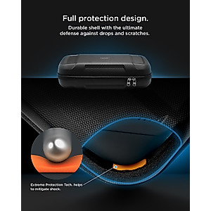 Spigen Rugged Armor Pro Designed for Steam Deck LCD (2022) / Steam Deck OLED (2023) Hard Shell Travel Carrying Case with Pockets for Accessories and Original Charger Storage Bag Carry Case - Black