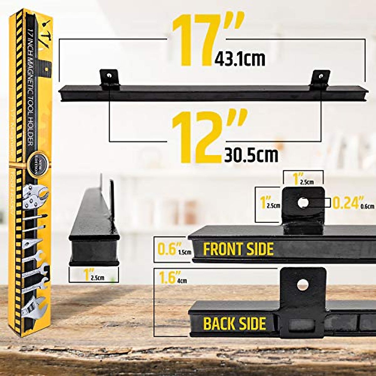 17" Heavy-Duty Magnetic Tool Holder (Upgraded Version) - Extremely Powerful Magnetic Pull Force to Hold Heavy Tools - Professional Space-Saving Magnetic Tool Bar - Metal Tool Organizer Rack/Strip