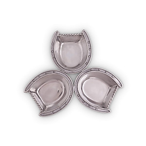 Arthur Court Designs Aluminum Lucky Horseshoe 3-Bowl Bowls Set Server 10.5 inch Diameter 1.5 inch Tall