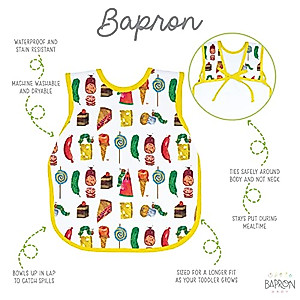 BapronBaby Eric Carle Food Parade Bapron - No Neck Tie Safer Bib for Baby & Toddler - Soft Waterproof Stain Resistant - Machine Washable - Sz Baby/Toddler 6m-3T