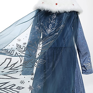 Snow Princess Costume for Girls Winter Costume for Toddlers Dress Up Halloween Birthday Cosplay Cape with Accessories