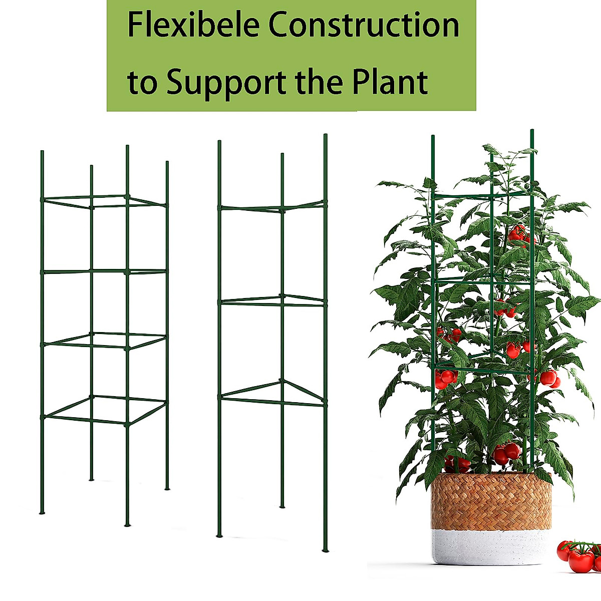 36PCS Plant Stake Arms for Tomato Cage，Expandable 11.8" Plant Supports Trellis Connector Clips for 11mm Garden Plants Stakes Stand Outdoor/Indoor