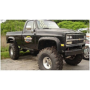 Bushwacker Cutout Pocket/Rivet Style Rear Fender Flares | 2-Piece Set, Black, Smooth Finish | 40004-11 | Fits 1973-1980 Blazer; 73-91 Jimmy; 73-87 GMC C1500; 75-80 K10/K20; 75-78 C15/R20/C25