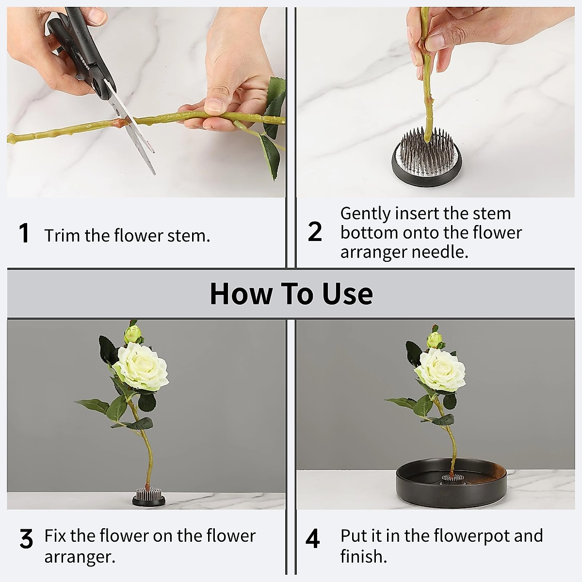 JUSTDOLIFE Flower Frogs Stainless Floral Frogs Kenzan Flower Vase Round Metal Flower Arranger Tool Pin Holder Ikebana Flower Pin Frogs for Vase Flower Arrangements Home DIY Craft