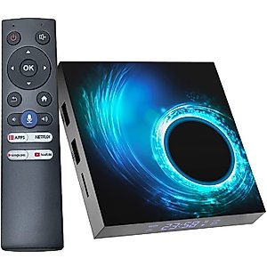 Android TV Box 10.0 4GB / 32GB, Support Dual WiFi 2.4GHz/5GHz Bluetooth 5.0 6K Ultra HD/ 3D/ H.265 Ethernet, Media Player with Bluetooth Remote Control