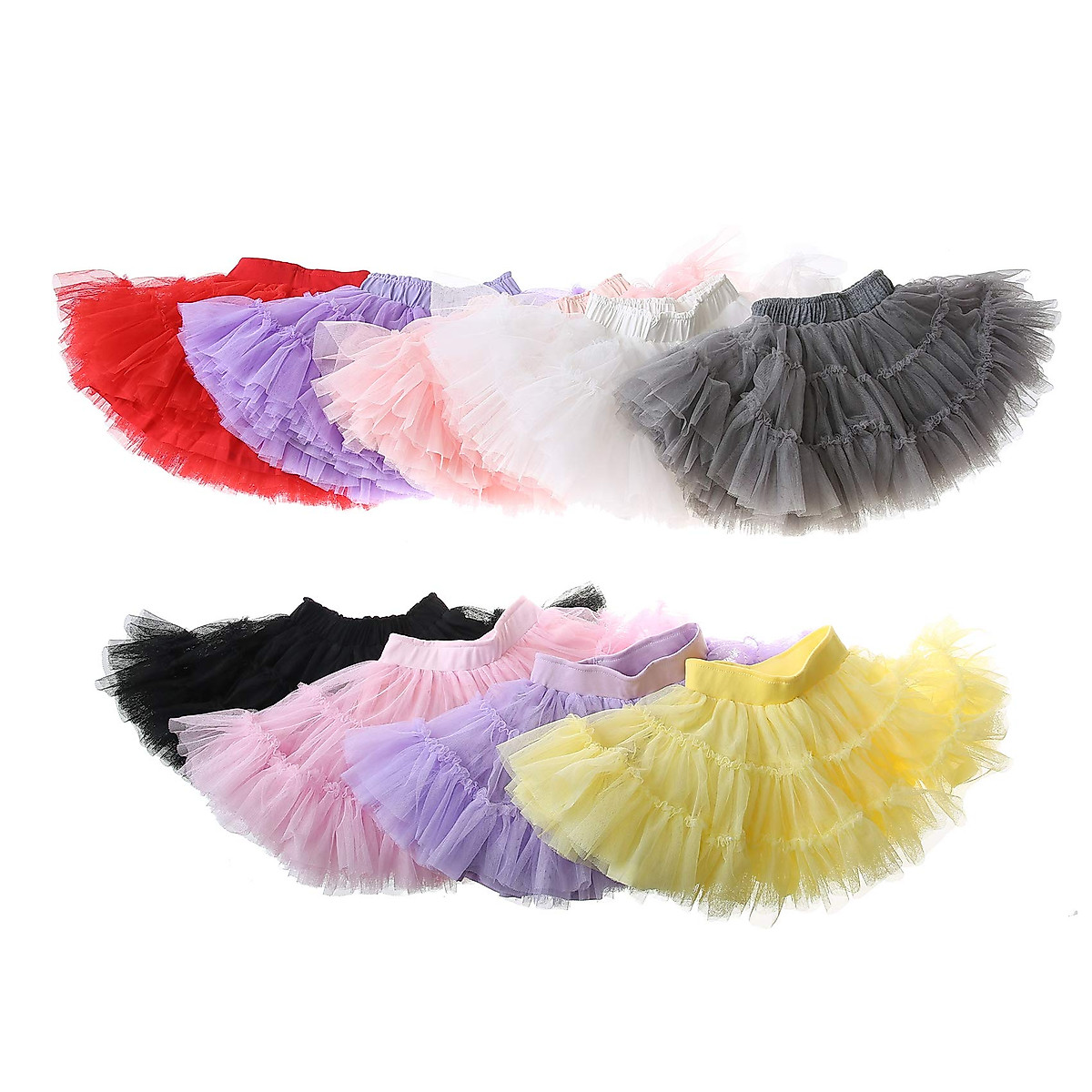 Baby Tutu Skirt Toddler Little Girls'Ballet Dance Tulle Skirt 1-10T White