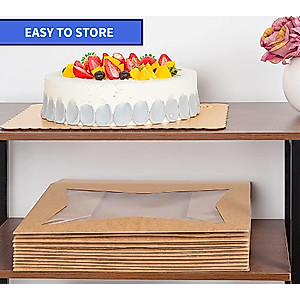 FATRE FOODS (15 Pack) Cake Boxes with Cake Boards INCLUDED – Easy-Assembly, 14 x 10 x 4 Inch, Dessert Boxes with Window, Stickers – Store & Sell Cakes, Cupcakes, Muffins, & Donuts in Bakery Boxes
