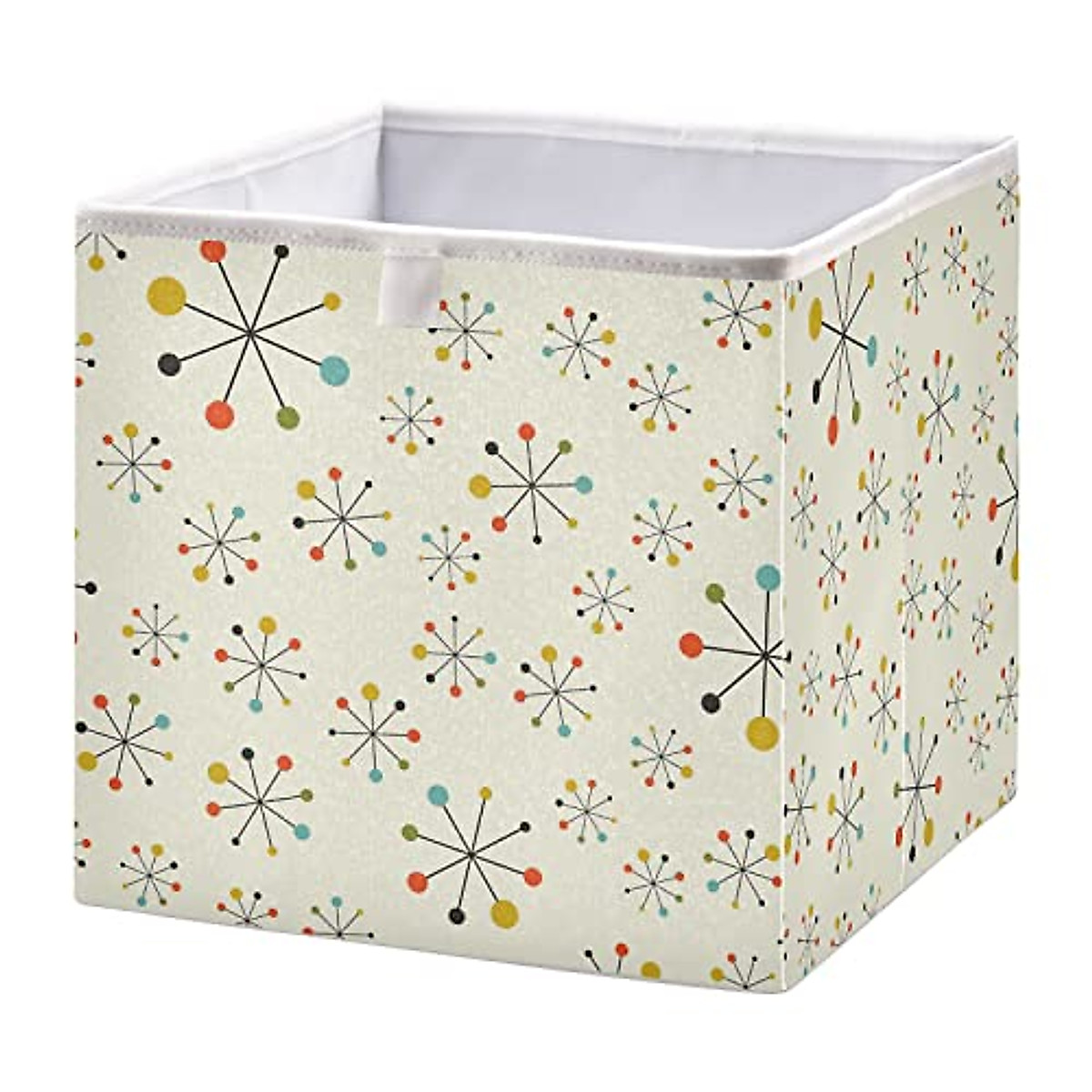 Oyihfvs Seamless Dots Mid Century Absctract Geometric Colorful Rectangular Collapsible Open Storage Bins, Foldable Toy Nursery Basket Bin Cloth Cube Organizer with Handles for Shelves Closet