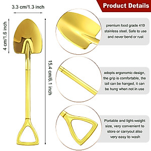 8 Pieces Gold Shovel Shape Spoons Stainless Steel Shovel Shape Coffee Ice Cream Dessert Spoons for Home and Party