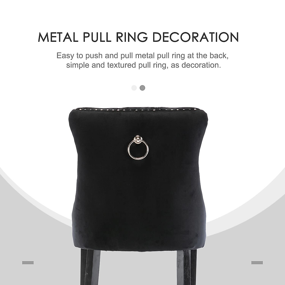 Kiztir Counter Height Bar Chairs Set of 2, 27" Modern Velvet Bar Stools with Button Decor, Nailhead Trim, Solid Wooden Legs, Beige Upholstered Bar Stools for Kitchen, Cafe, Pub (Black)