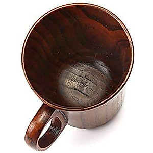 CTIGERS Wooden Coffee Beer Mugs Wood Cup Nature Jujube Mug Handmade Tea Cup with Handle 10 oz / 300ml