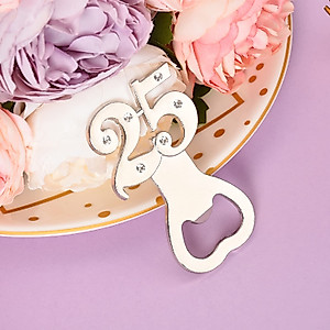 24PCS 25th Birthday Party Favors for Guests,Number 25 Silver Wedding Anniversary Beer Bottle Openers Gifts, Decorations,Souvenirs for Guests for Bridal Shower Favors (24, 25)