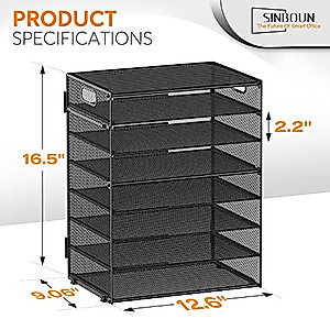 Sinboun 8-Tier Paper Organizer Letter Tray with Handle, Mesh Metal Desk File Organizer Paper Holder Office Organization for School Office Home