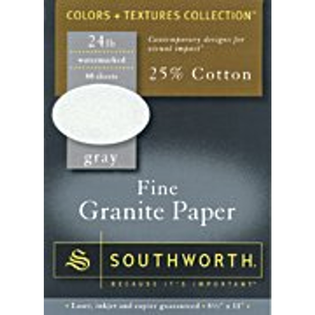 Southworth Color + Textures Collection™ 25% Cotton Granite Paper, 8 1/2in. x 11in., 24 Lb., Gray, Pack Of 80
