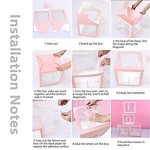 Agyvvt Wedding Party Birthday Balloon Box Decorations (4 Pink Boxes) | 4Letters (L O V E)