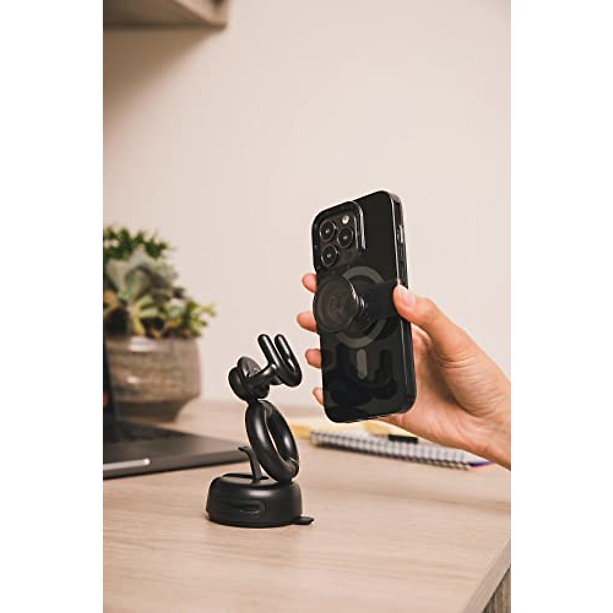 PopSockets Multi-Use Phone Mount: Dash Mount, Windshield Phone Mount, and Phone Mount for Desk - Black