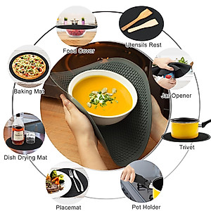 4 in 1,WENWELL 2 Microwave Splatter Cover & 2 Mat,Cooking Splash Guard with Handle,Kitchen dish bowl Plate Proof Food lid & Silicone Round mat,Home Apartment Essential