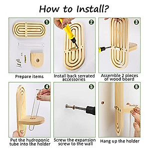 Biubee Plastic Wall Hanging Planter Tubes with Wooden Holders- 4 Set Separate Wall Mounted Propagation Plant Station Stable Hanging Test Tube Vase for Indoor Hydroponics Plants Home Office Decor