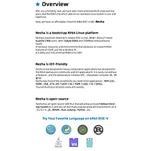 Sipeed Nezha Allwinner D1 64bit RISC-V AIoT Linux Single Board Computer with 2GB DDR3 RAM 256MB Nand Flash Onboard 2.4GHz WiFi4 BT Gigabit Ethernet for lOT Application Support Tina Debian RTOS