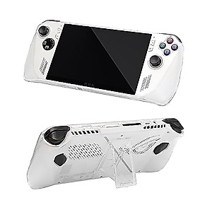 Protective Case Cover For ROG Ally Handheld Game Console,Transparent Case Shockproof Sweatproof Cover With Bracket Protector for ROG Ally Gaming Accessories (Transparent)