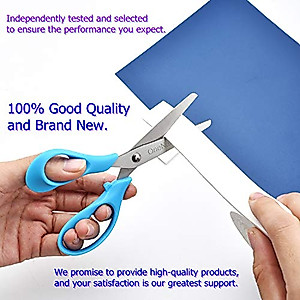 OneName Left-Handed Kids Scissors 6 Pack 5 Inch Left hand scissors for child School Student Scissors,Stainless Steel Sharp Blade Soft Comfort-Grip Handles Blunt Lefty Safety Scissors for Kids Scissor