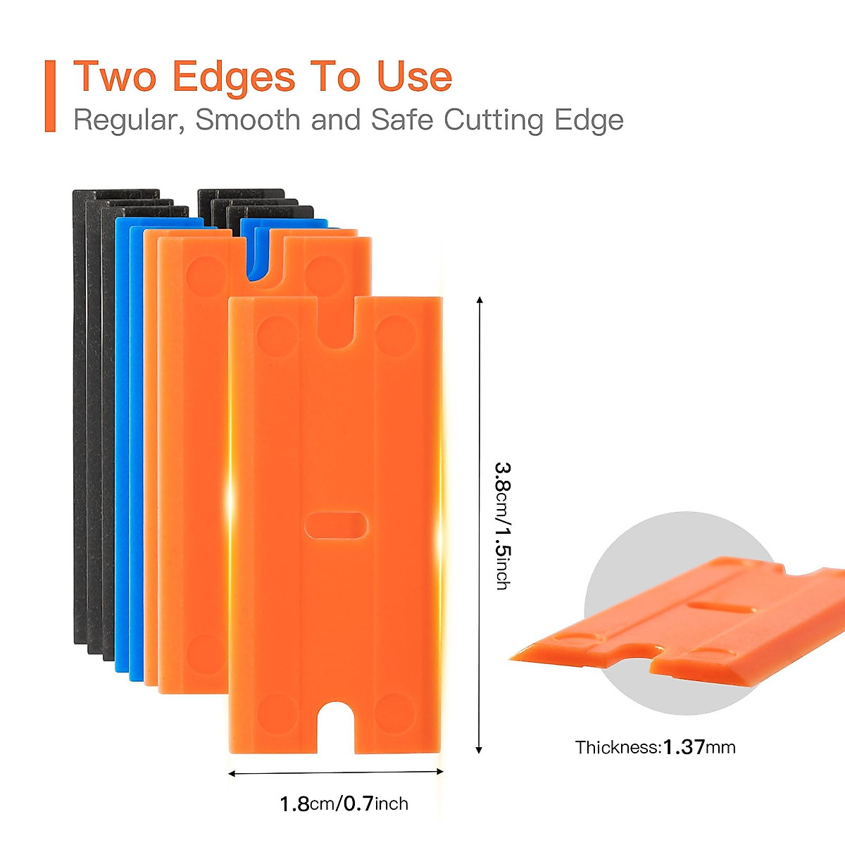 NEWISHTOOL Plastic Blades, Double Edged Plastic Blade, 300 PCS Replacement Blades Fit for Plastic Scraper and Safety Glass Scraper w/Standard Plastic Blades to Remove Label, Decals & Adhesive Residue