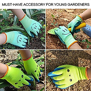 GLOSAV Kids Gardening Gloves for Ages 2-12 Toddlers, Youth, Girls, Boys, Children Garden Gloves for Yard Work (Size 5 for 9, 10 Year Old)
