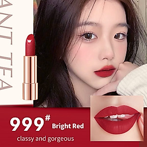 3 Colors Matte Lipstick Set Lip Stick with Orange Chain Bag Package Velvet Lip stick Set Waterproof Non-Stick Cup Long Lasting Retractable Red Lipstick Set 3.5gx3 Pcs