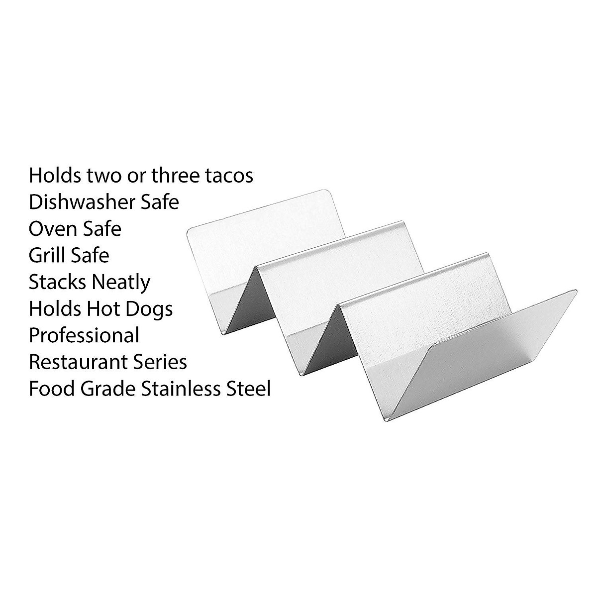 6 Pack Restaurant Taco Holders - Taco Holders -With Free Recipe Ideas - Taco Stand - Taco Rack - Stainless Steel Taco Holder (6 Pack with handles)