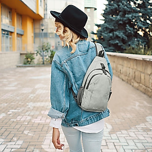 G4Free Sling Bag RFID Blocking Sling Backpack Crossbody Chest Bag Daypack for Hiking Travel(Gainsboro)