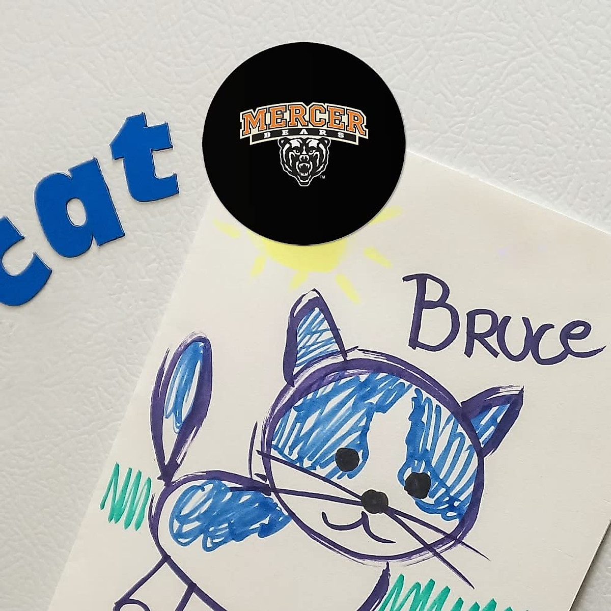 Mercer University Secondary Logo Refrigerator Fridge Locker Vinyl Circle Magnet Set