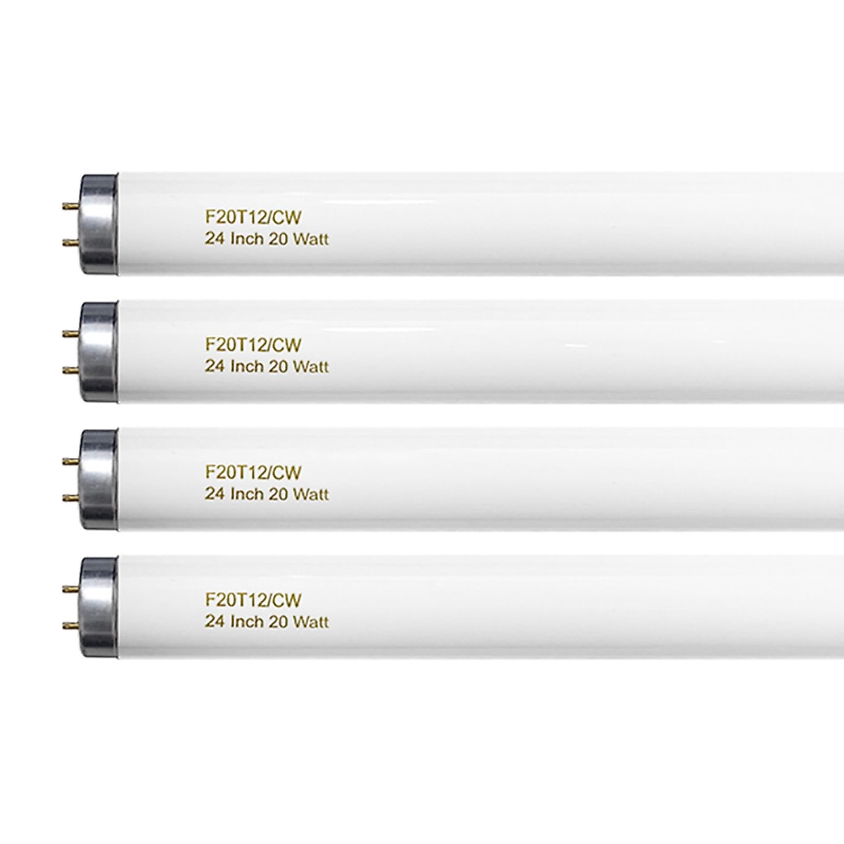 F20T12/CW 20 Watt Light Bulb Cool White, 24 Inch T12 Fluorescent Tube 20W Compatible with Philips Sylvania GE Light Fixture G13 Cap 4 Count