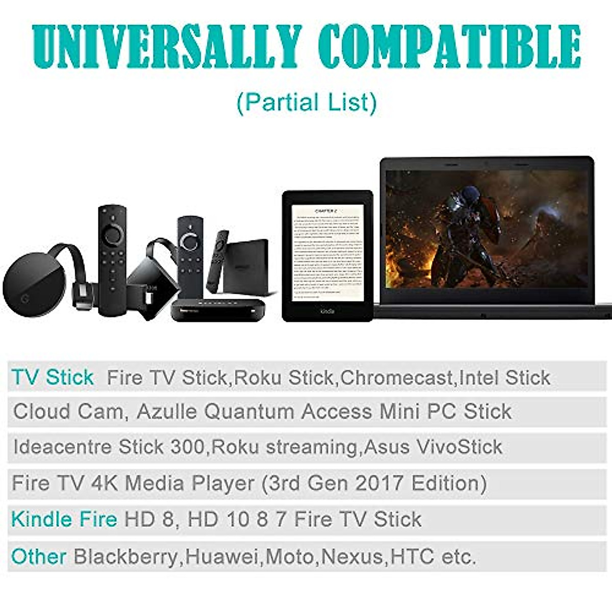 2-Pack 10FT Micro USB Power Cable Compatible with Fire TV Intel Computer,Roku,Keyboard,Chromecast,Azulle Quantum Access Asus Vivo Stick Mini,PC Data Charging Charger Cord Compatible with Kindle Tablet
