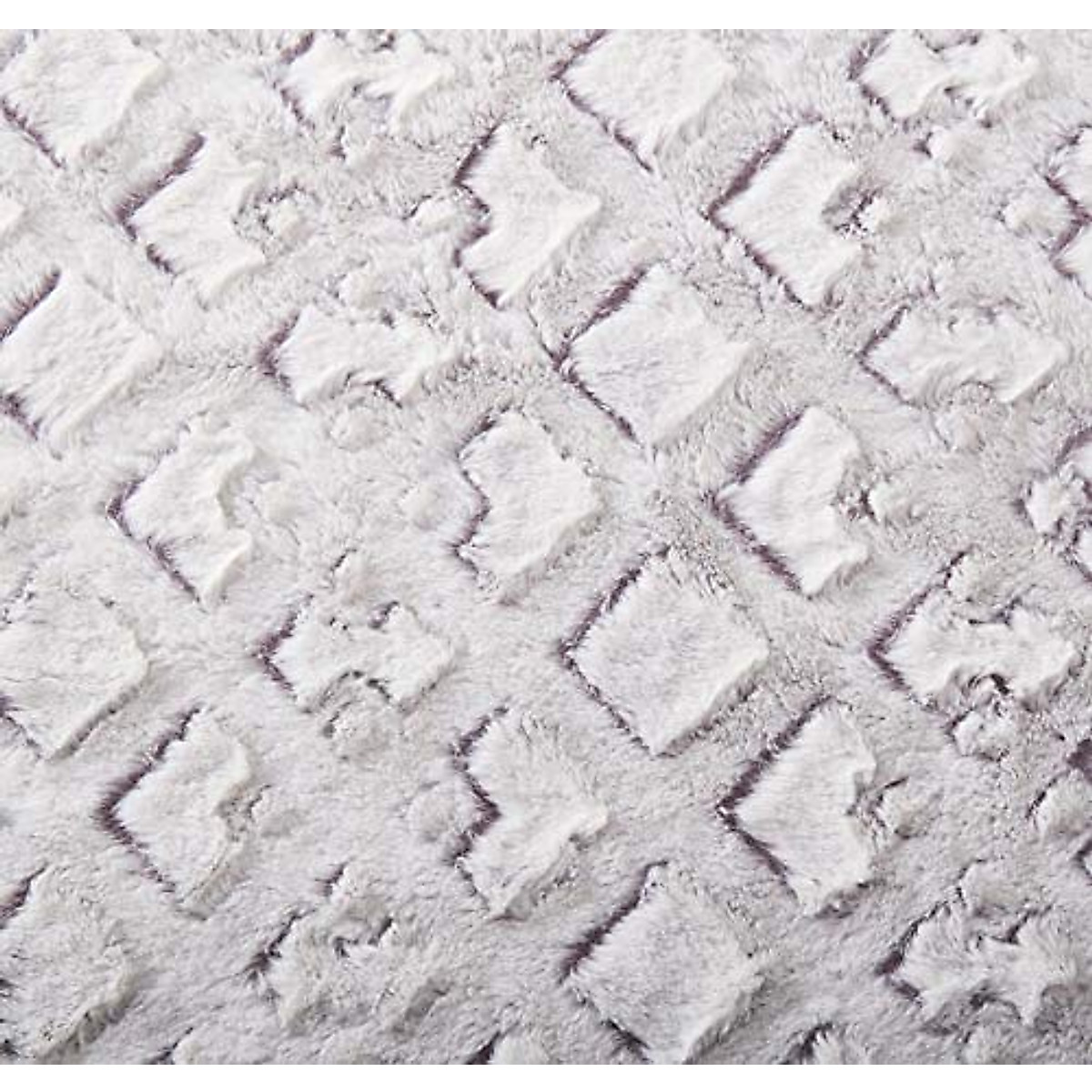 DaDa Bedding Luxury White Faux Fur Throw Blanket - Dreamy Milky Way Cloud Purple Undertone Embossed Sherpa Backside - Super Soft Warm Cozy Plush Fluffy - 63" x 90"