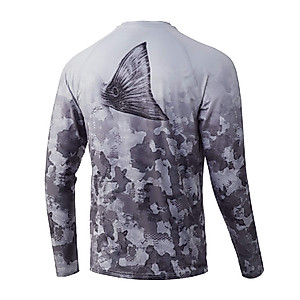 Huk Men's Pattern Pursuit Long Sleeve Performance Shirt, Refraction Fish Fade-Storm, 3X-Large