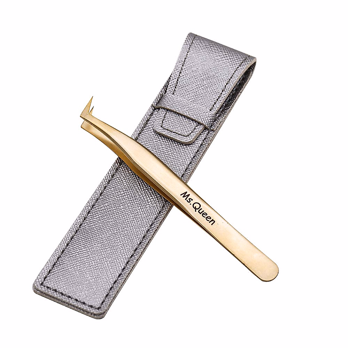 Ms.Queen Eyelash Extension Tweezers Set-Precision Tweezers for 2D-6D Volume&Individual False Lashes Extensions with PU Storage Case-Golden (Volume Tweezers/M003-2)
