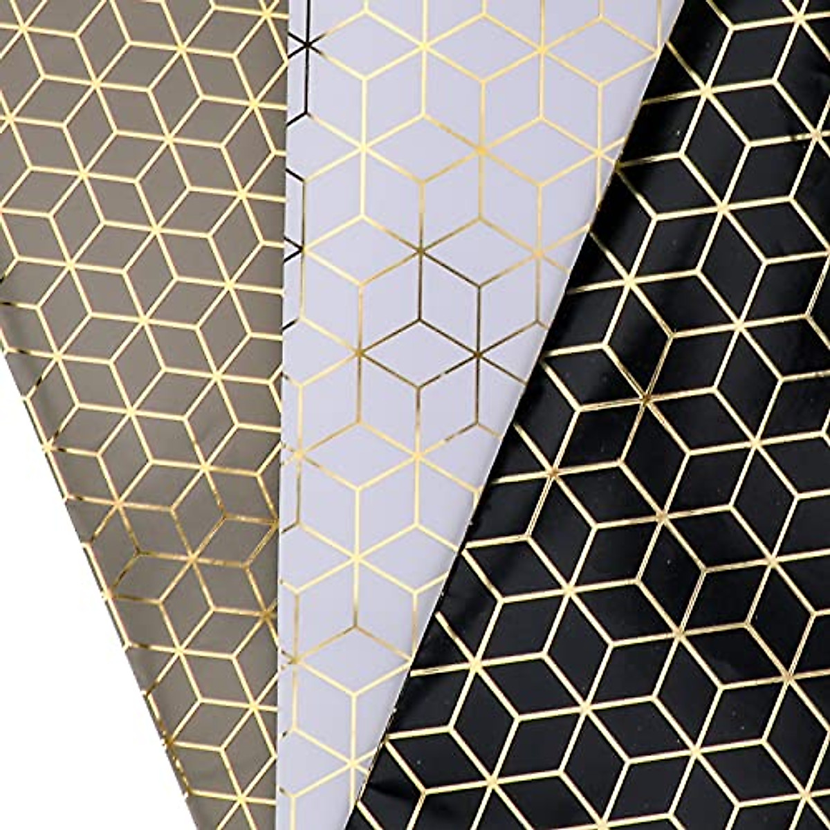 Qpout 3 Sheets Gift Wrapping Paper, 27.6x19.7 inch Kraft Wrapping Paper, Black White Gray Design, for Birthday Baby Shower Wedding Mother's Day Father's Day Christmas New Year Gifts Wrapping